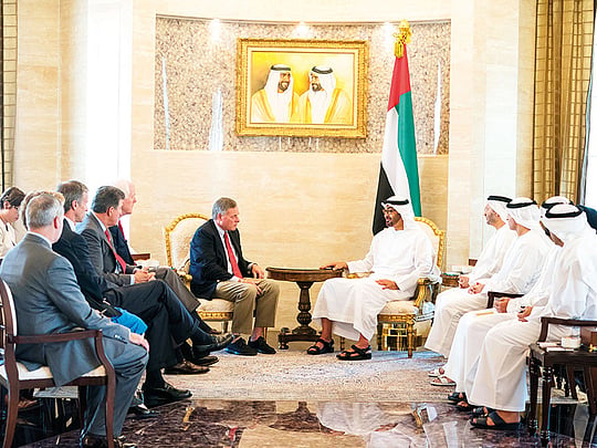 Mohammad Bin Zayed receives US Senate delegation