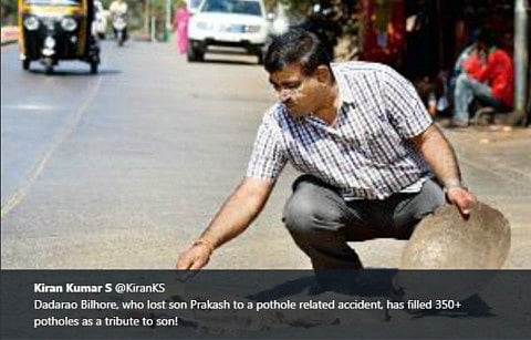 Indian father fills 556 potholes after his son dies in accident