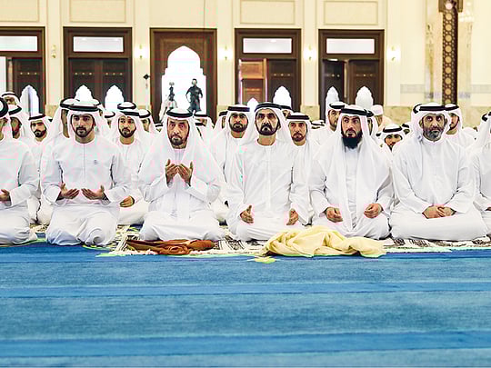 UAE Rulers offer Eid prayers, receive well-wishers