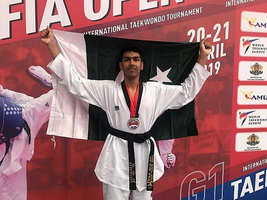 UAE based Pakistani Taekwondo player Sinan wins silver medal in Sofia ...