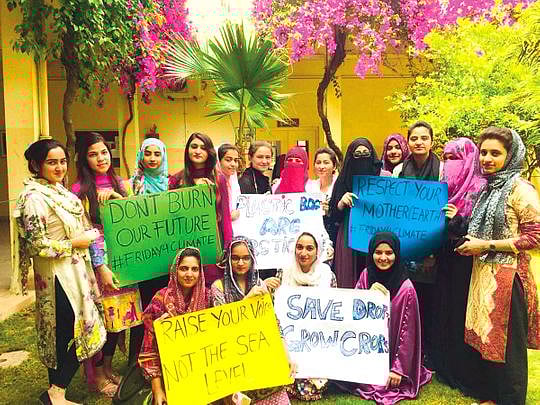 Pakistani university students take to streets over climate