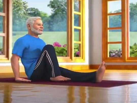 Watch: Animated Indian PM Narendra Modi doing yoga