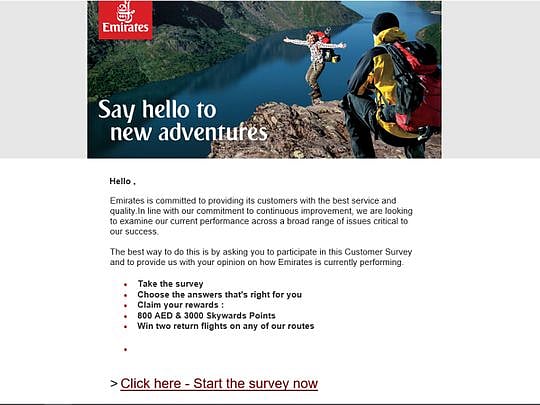 UAE: Emirates warns users about a fake newsletter and a spam survey