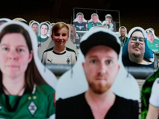 Cardboard cut-outs of fans fill football stadium in Germany