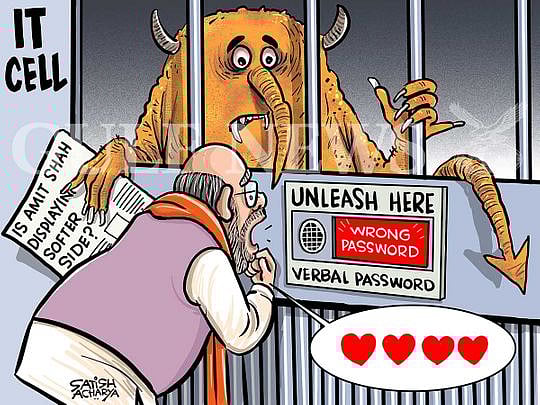 Cartoon from Satish: Amit Shah goes soft in latest outreach