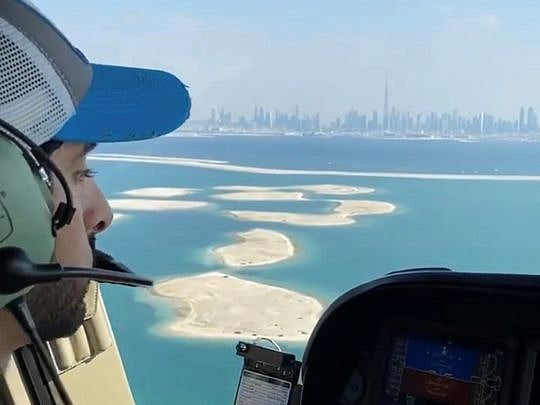 Video: Sheikh Hamdan flies chopper over the Palm