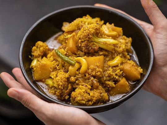 Chal Phulkopi or Cauliflower with Gobindobhog rice