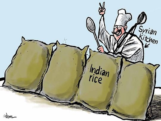 Cartoon: India gifts 2000 tonnes of rice to Syria