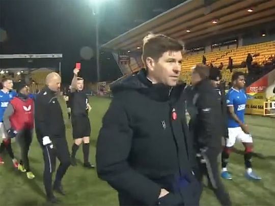 Rangers boss Steven Gerrard gets red card at half-time for confronting ...