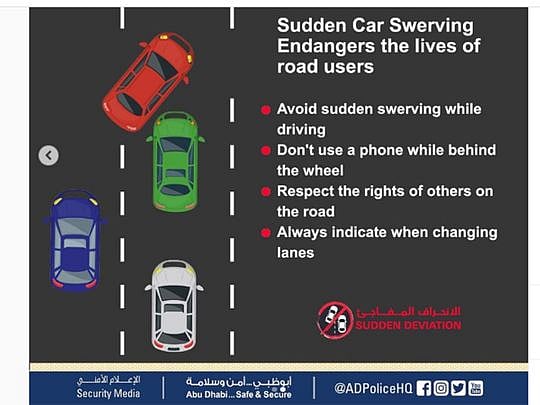 Dh1,000 fine, impoundment for accident caused by sudden swerving, Abu ...
