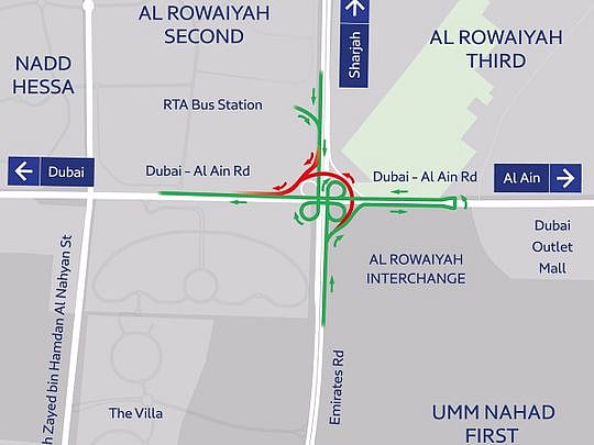 Al Ruwayyah Interchange on Emirates Road in Dubai closed for three days
