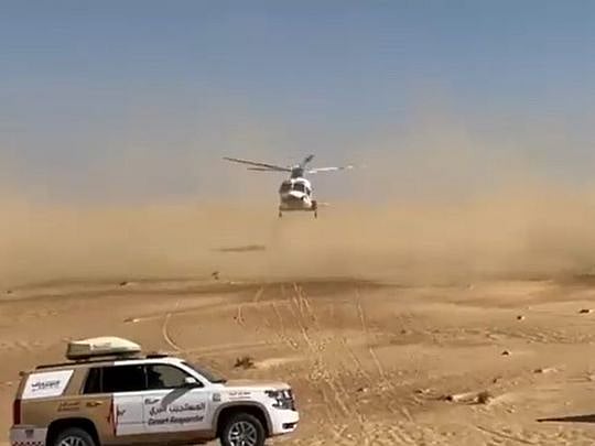 Video: Dubai biker airlifted to hospital after desert accident