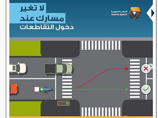 Avoid changing lanes at intersections, Abu Dhabi transport authority ...