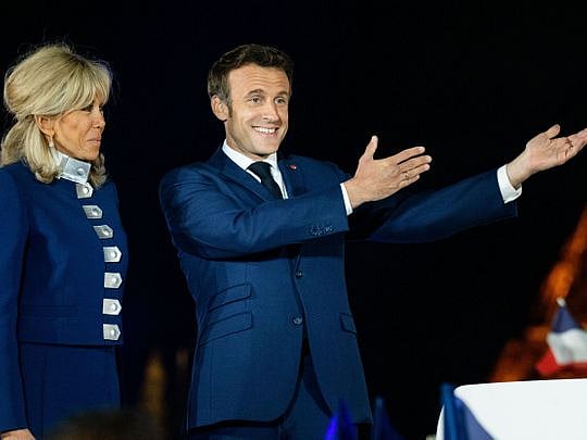Photos: Macron, Brigitte cheer supporters after historic French ...