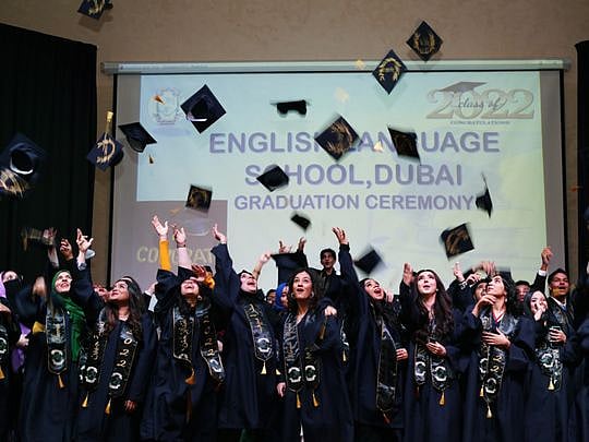 ELS students elated at the post COVID-19 graduation ceremony in Dubai