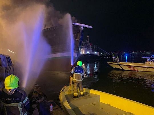 Dhow catches fire in Deira port