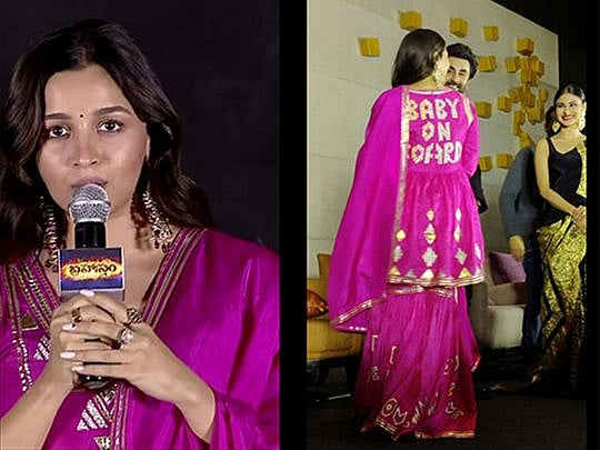 Look: Alia Bhatt proudly flaunts ‘baby on board’ sign on her back at ...