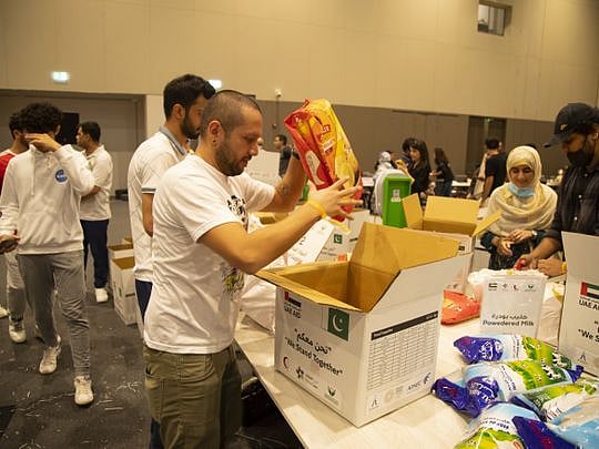 Watch: UAE residents pack relief boxes for Pakistan flood victims