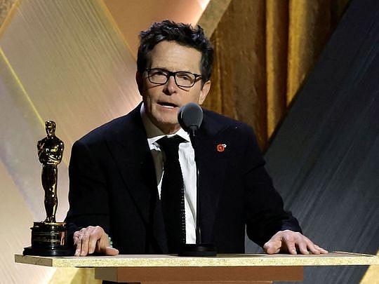Actor Michael J. Fox accepts honorary Oscar for Parkinson's advocacy