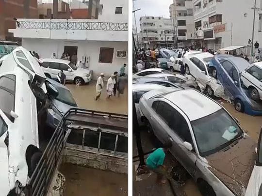Watch: Severe flash floods hit Saudi Arabia's Mecca, sweep parked cars away