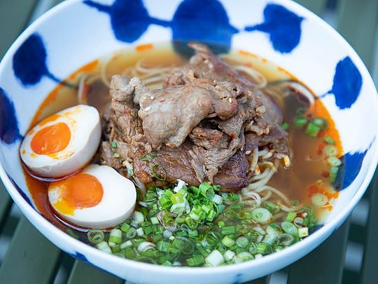A warm bowl of Beef Ramen for a chilly, cloudy day