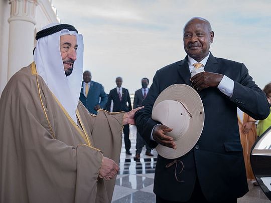 Watch: Sheikh Sultan receives President of Uganda