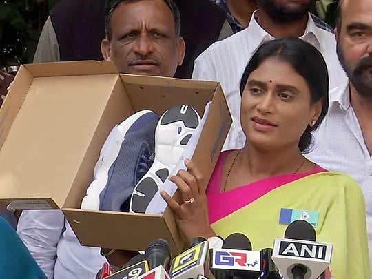 India: Politician ‘gifts’ walking shoes to Telangana CM, dares him to walk for a day with her