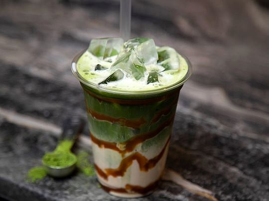 Salted Caramel Matcha Latte