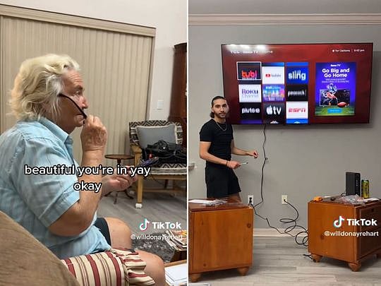 Watch: Heartwarming viral video shows man teaching grandma how to use a ...