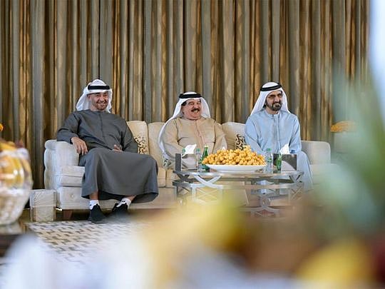 UAE Leaders, Bahrain’s King attend banquet at Al Marmoom Rest House in ...