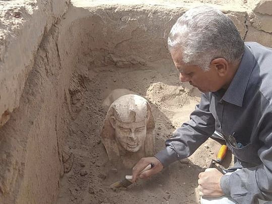Archaeologists in Egypt unearth Sphinx-like Roman-era statue