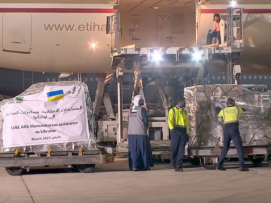 UAE dispatches an aircraft carrying 14 tonnes of relief aid to Ukraine