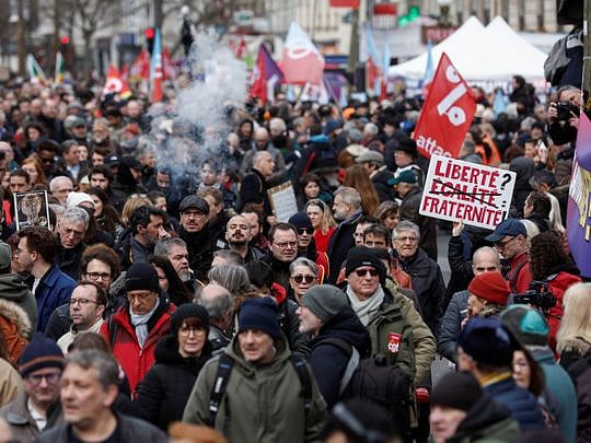 French protesters back on streets against Macron’s pension plan