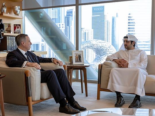 Sheikh Maktoum meets JPMorgan Chase’s Daniel Pinto in Dubai