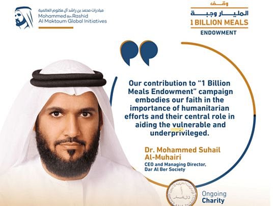 Dar Al Ber Society contributes Dh5 million to 1 Billion Meals Endowment ...
