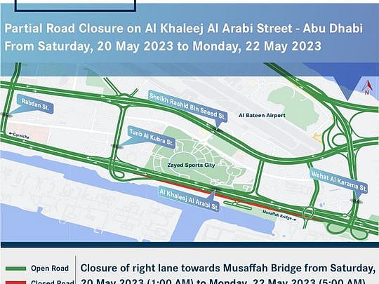 Abu Dhabi’s Khaleej Al Arabi Street to see temporary lane closure over ...