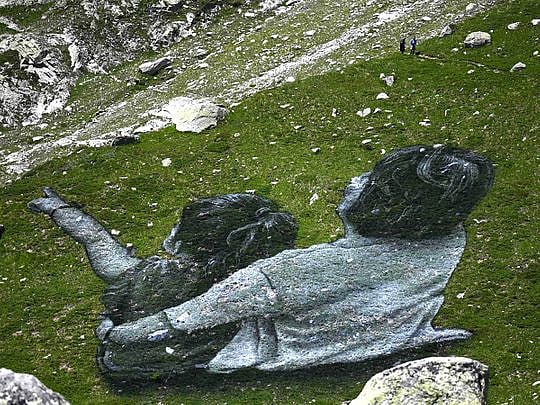 French artist Saype paints giant eco-friendly art in Italian Alps