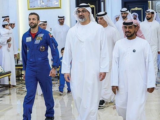 Khaled bin Mohamed bin Zayed attends reception for UAE astronaut Sultan ...