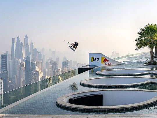 Prada and Red Bull teamed up for a world-first death-defying stunt in Dubai