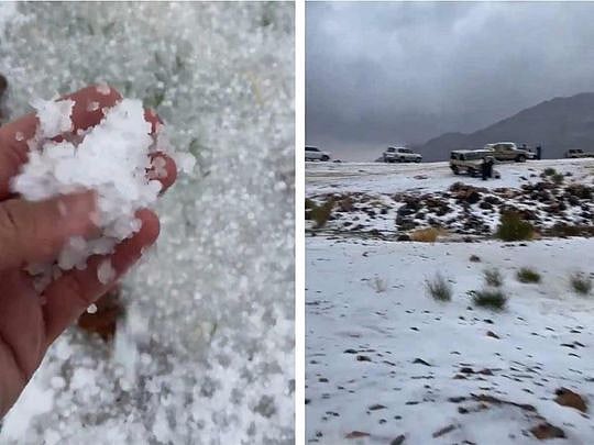 Saudi Arabia's Jabal Al Lawz transforms into winter wonderland with ...