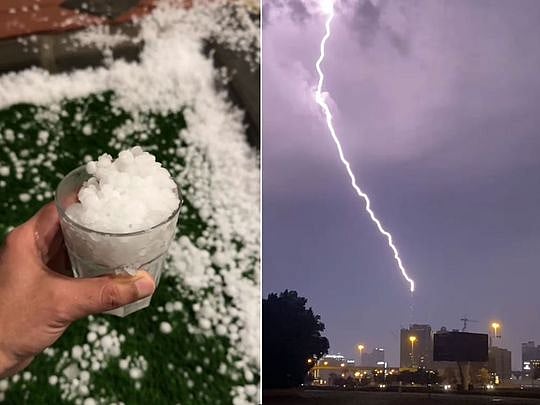 Rain in UAE: Hail in Abu Dhabi, heavy rain, thunder, and lightning in ...