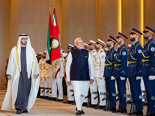 UAE President receives Indian Prime Minister Narendra Modi in Abu Dhabi