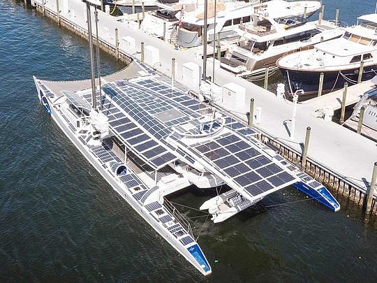 Zero-emission ship nears finish of round-the-world voyage