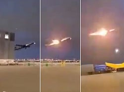 Video captures Air Canada Boeing 777 engine fire during takeoff