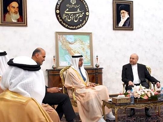 Watch: Sheikh Abdullah Bin Zayed meets Speaker of Iran’s Parliament