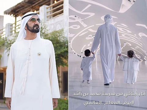 Sheikh Hamdan honours his father Sheikh Mohammed on World Teacher’s Day