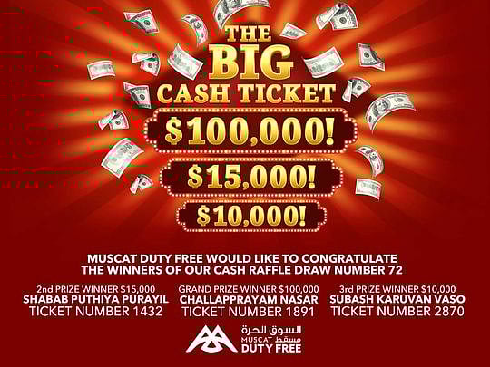 Muscat Duty Free announce The Big Cash Ticket draw winners