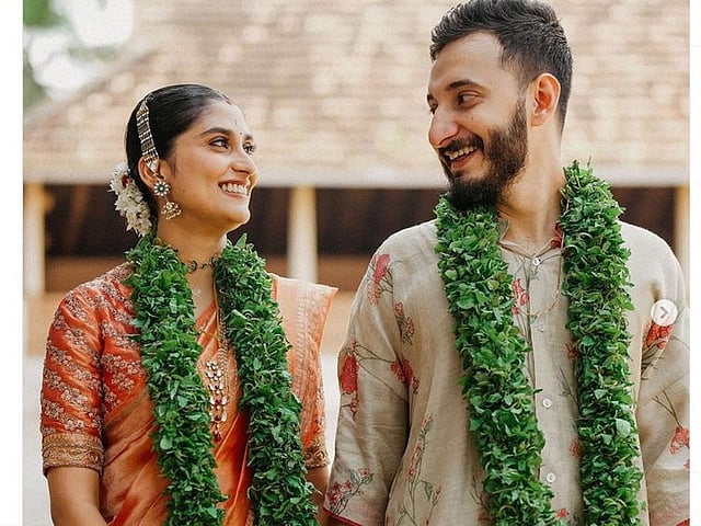 Check out the wedding pictures of Sushin Shyam and Uthara Krishnan's intimate ceremony