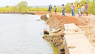 Work on repairing bundh in Neura’s khazan land delayed further