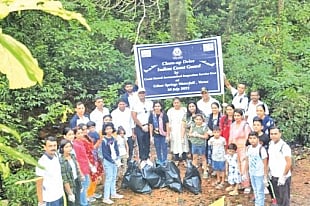 Coast Guard conducts cleanliness drive at Udear Springs Waterfall in Verna